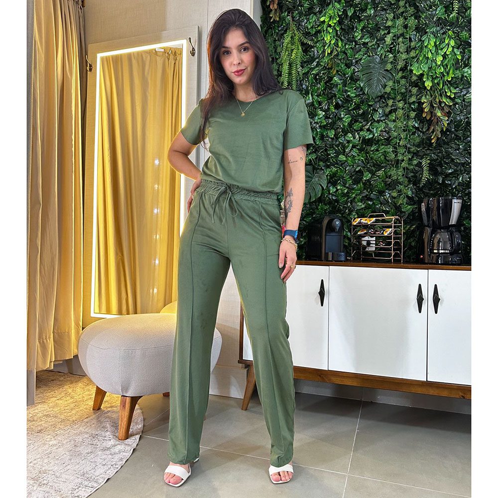 Conjunto Camila Verde Militar Plus Size - Inovar Forever